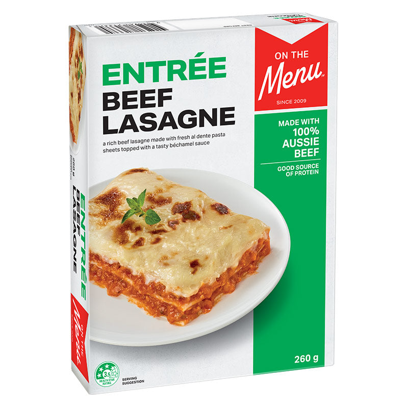 Entrée Beef Lasagne – On the Menu